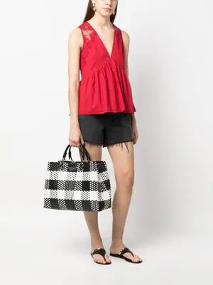 Emporio Armani Check-pattern Woven Tote Bag