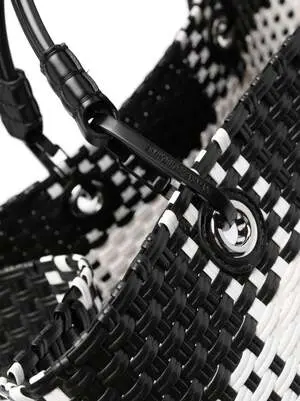 Emporio Armani Check-pattern Woven Tote Bag