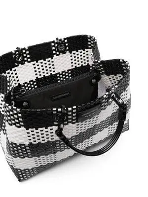 Emporio Armani Check-pattern Woven Tote Bag