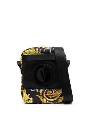 Versace Barocco-print Messenger Bag - Black
