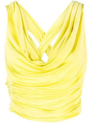 Gauge81 Juara Draped Twisted Cropped Top - Yellow