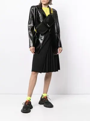 Off-White Logo-tape Detail Pleated Skirt - Black