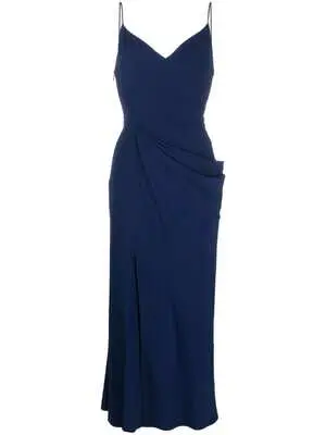 Alexander McQueen Draped Midi Dress - Blue