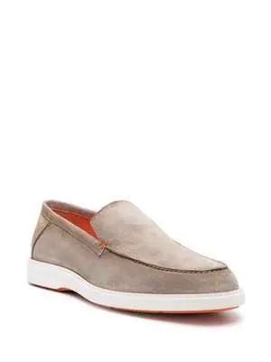 Santoni Almond-toe Suede Loafers
