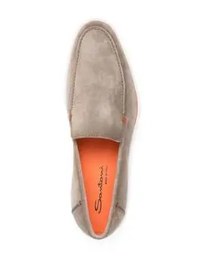 Santoni Almond-toe Suede Loafers