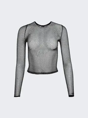Balenciaga Crystal Mesh Top - Black