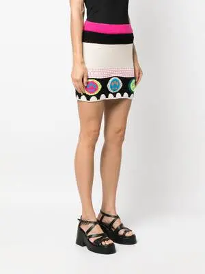 BARROW Logo-jacquard Knitted Mini Skirt - Pink