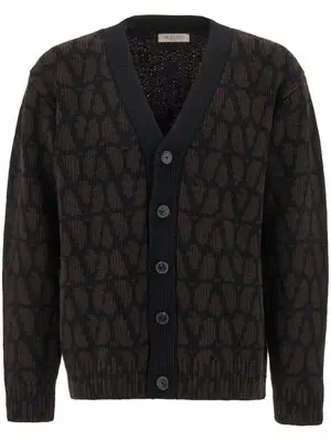 Valentino Garavani Toile Iconographe Wool Cardigan - Brown