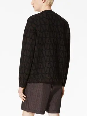 Valentino Garavani Toile Iconographe Wool Cardigan - Brown