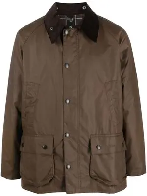 Barbour Bedale Wax Jacket With Logo Embroidery - Brown