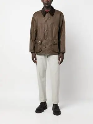 Barbour Bedale Wax Jacket With Logo Embroidery - Brown