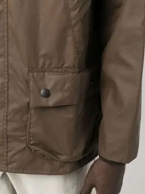 Barbour Bedale Wax Jacket With Logo Embroidery - Brown