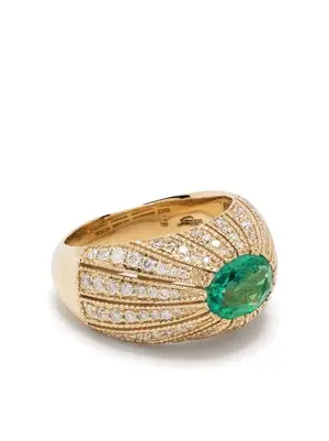 Jacquie Aiche 14kt Yellow Emerald And Diamond Ring - Gold