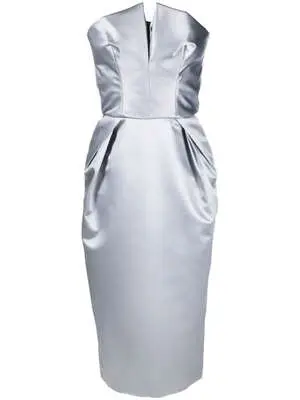 MAISON MARGIELA Cintzed Satin Midi Dress - Blue