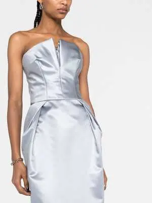 MAISON MARGIELA Cintzed Satin Midi Dress - Blue