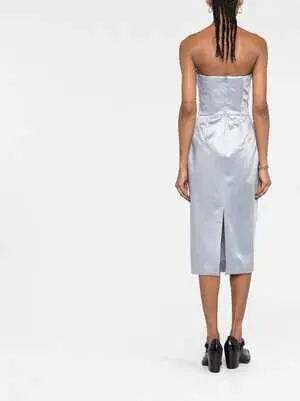 MAISON MARGIELA Cintzed Satin Midi Dress - Blue