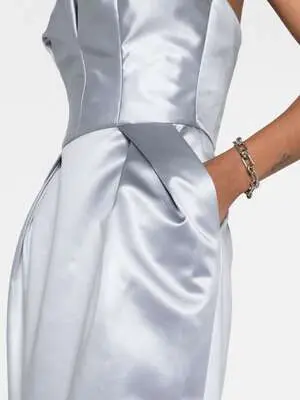 MAISON MARGIELA Cintzed Satin Midi Dress - Blue