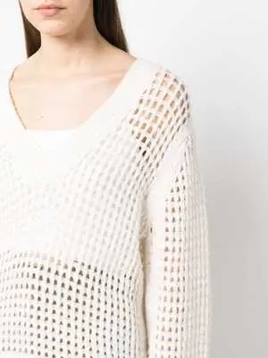 Dorothee Schumacher V-neck Open Knit Sweatshirt