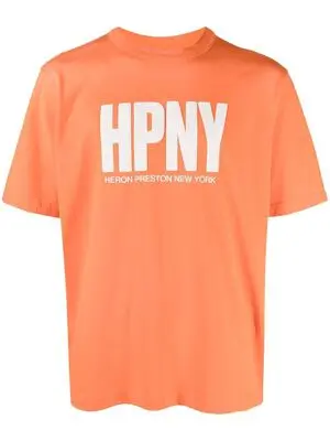 Heron Preston Hpny Print Crew Neck T-shirt Orange White