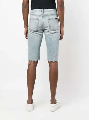 Saint Laurent Raw-cut Edge Denim Shorts