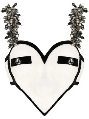 AREA Bead-embellished Heart Crop Top - White