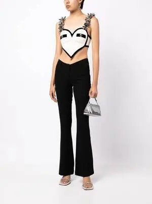 AREA Bead-embellished Heart Crop Top