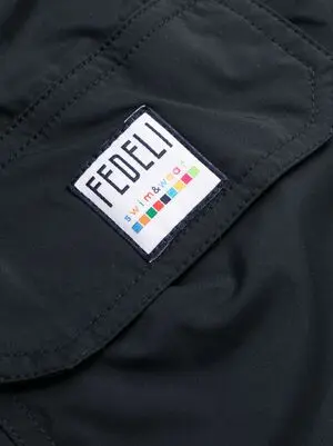 Fedeli Logo-patch Swim Shorts - Blue