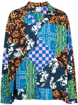 COUNTY OF MILAN Mix-print Camp Collar Shirt