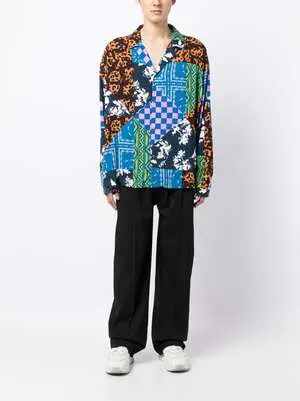 COUNTY OF MILAN Mix-print Camp Collar Shirt
