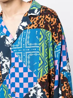 COUNTY OF MILAN Mix-print Camp Collar Shirt