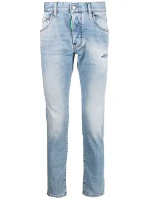 Dsquared2 Skinny Washed Denim Jeans - Blue