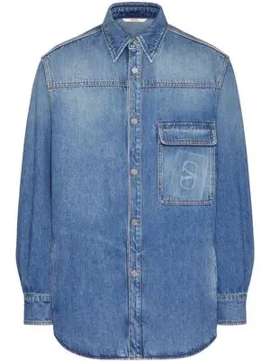 Valentino Garavani Vlogo Signature Denim Shirt - Blue