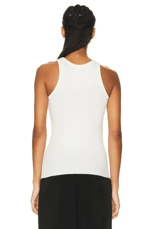 Eterne High Neck Fitted Tank Top - Cream