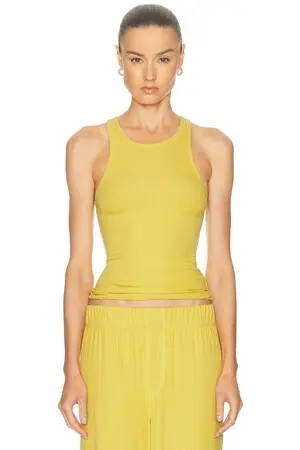 Eterne High Neck Fitted Tank Top Saffron