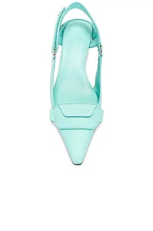 COURREGES Leather Slingback Pump In Teal