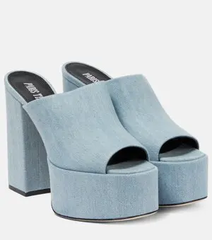Paris Texas Sasha Denim Platform Mules - Blue