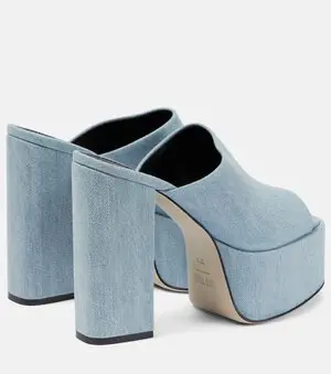 Paris Texas Sasha Denim Platform Mules - Blue