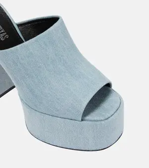 Paris Texas Sasha Denim Platform Mules - Blue