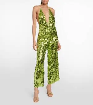 Oseree Sequined Halterneck Swimsuit - Green