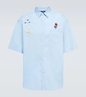 Undercover Embroidered Cotton Poplin Shirt - Blue