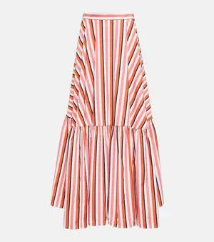 Plan C Striped Cotton Maxi Skirt