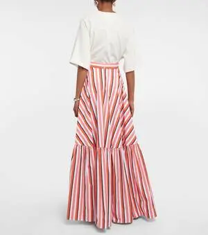 Plan C Striped Cotton Maxi Skirt