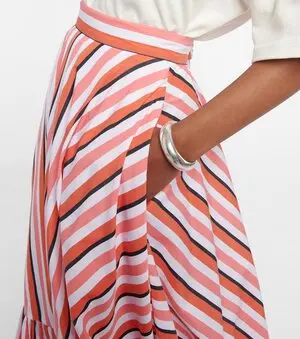 Plan C Striped Cotton Maxi Skirt
