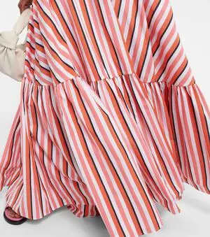 Plan C Striped Cotton Maxi Skirt