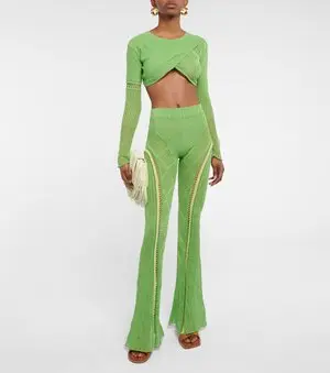 ROBERTA EINER Disco High-rise Flared Pants - Green