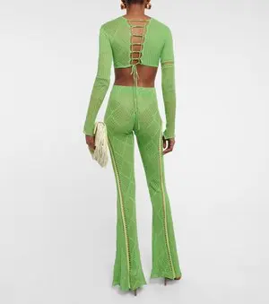 ROBERTA EINER Disco High-rise Flared Pants - Green
