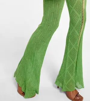 ROBERTA EINER Disco High-rise Flared Pants - Green