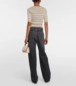Brunello Cucinelli Embellished Wide-leg Jeans - Grey