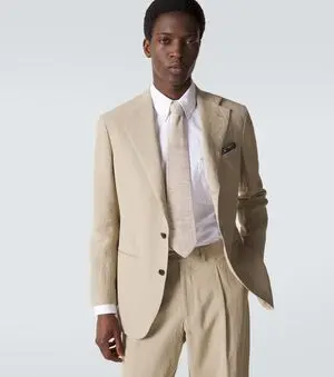 Thom Sweeney Linen Knit Neck Tie - Beige