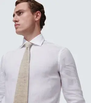 Thom Sweeney Linen Knit Neck Tie - Beige
